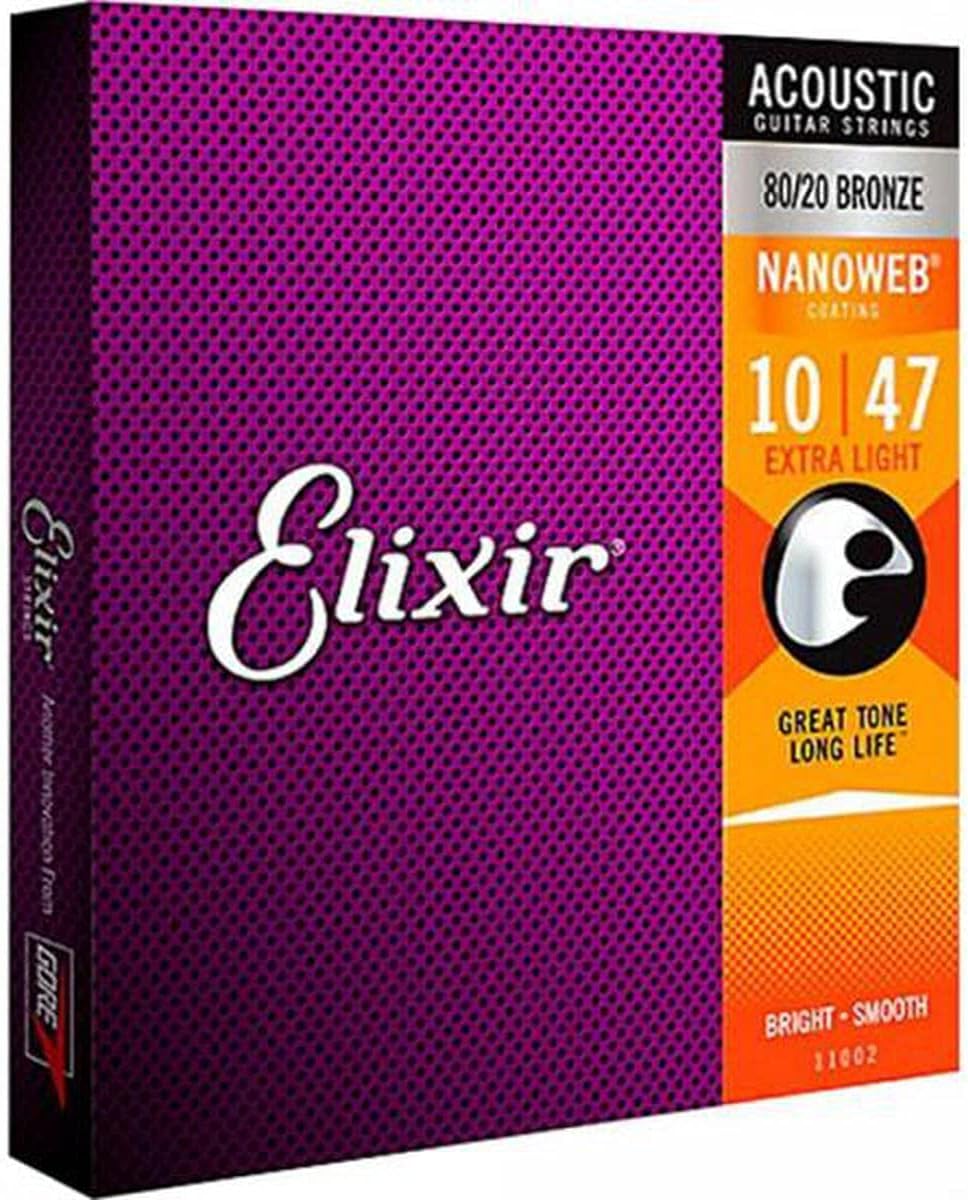 Elixir - Cuerdas de guitarra acústica (11002) Nanoweb extra light ...