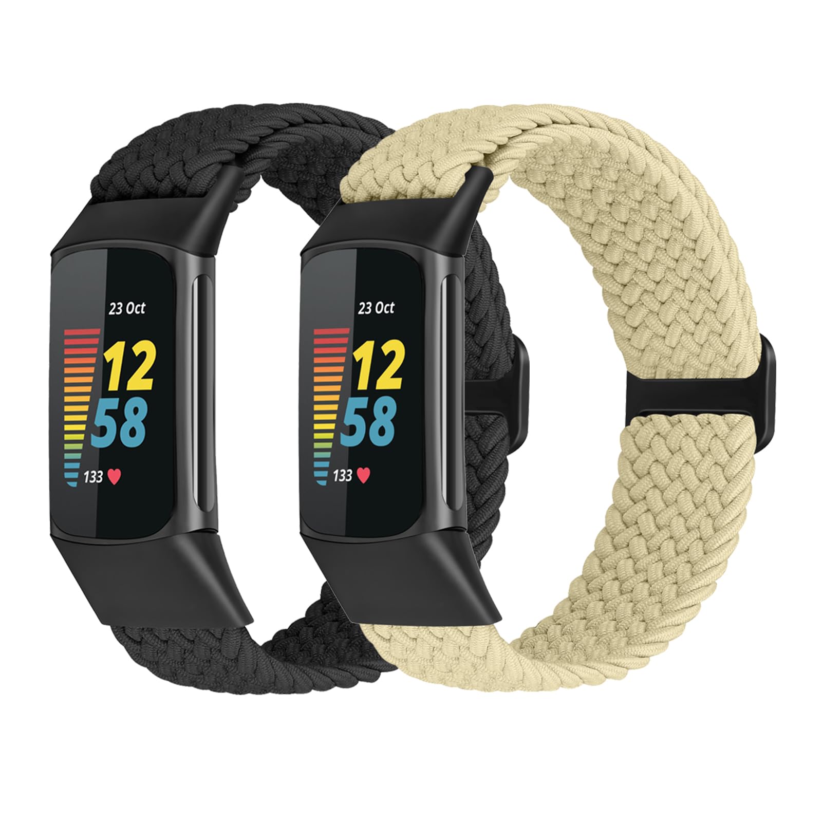 Braided Stretchy Adjustable Straps Compatible for Fitbit Charge 5 Bands ...