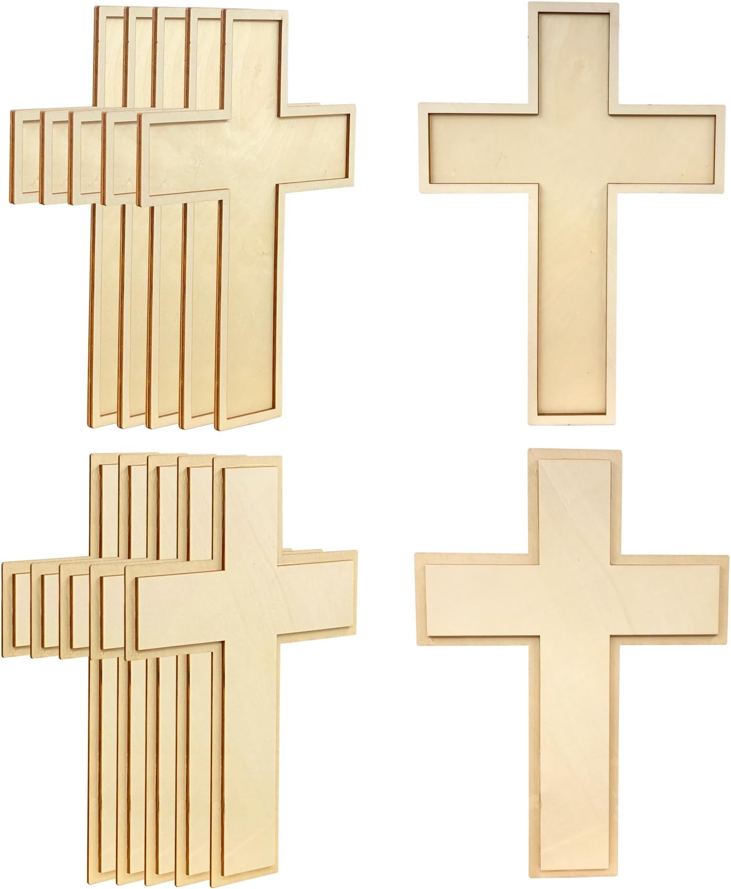 Amazon.com: 12 Inch 12 Pack Unfinished Wooden Cross Unpainted Wood ...