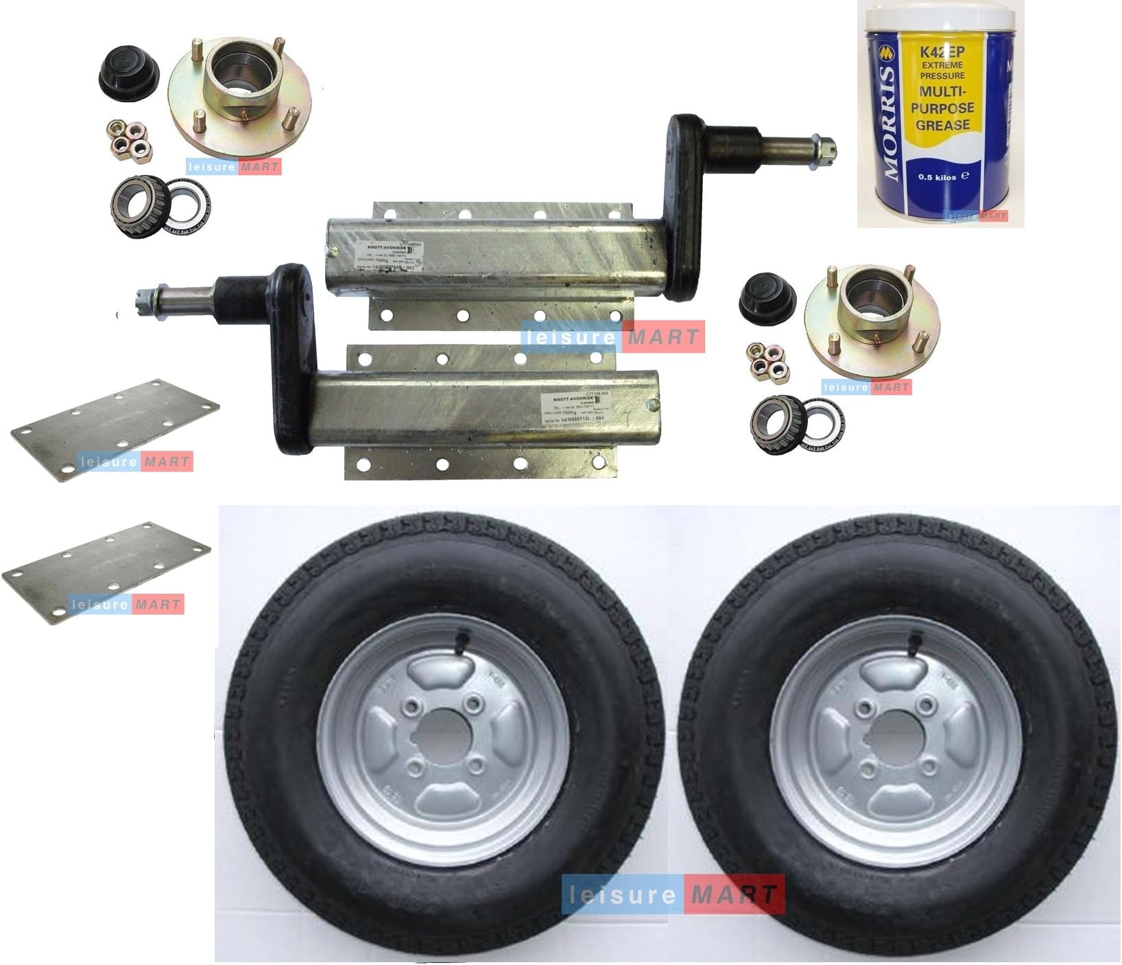 AB Tools 2 PACK Trailer Trolley Wheel Hubs, Wheels & Stub Axles 8" 4.00 ...