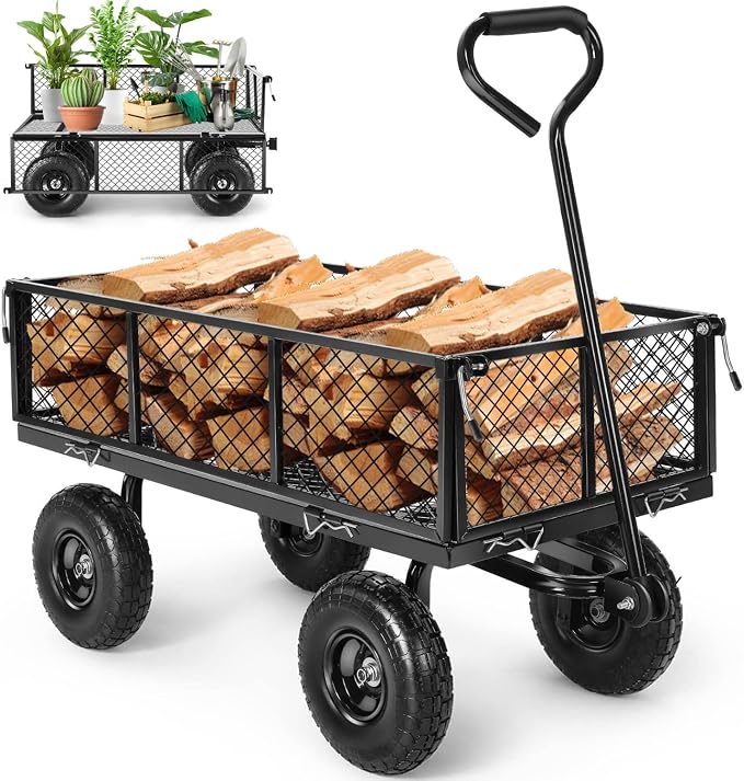 Amazon.com : SEJOV Garden Carts and Wagons Heavy Duty 660Lb, Steel Mesh ...