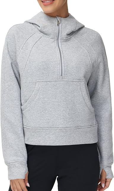 THE GYM PEOPLE Womens' Hoodies Half Zip Long Sleeve Fleece Crop ...