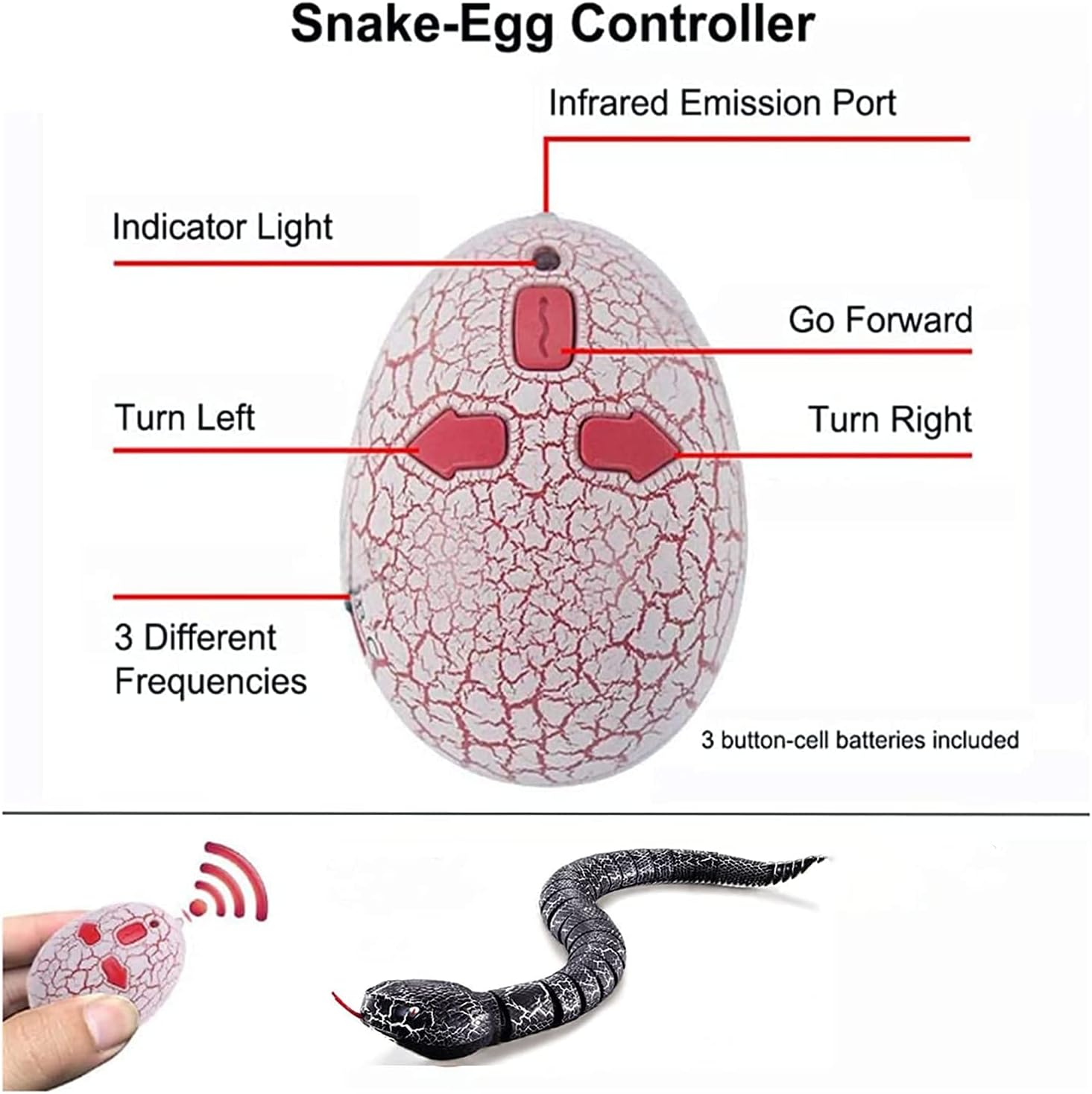 16 inches Realistic Remote Control RC Snake Toy with Egg-Shaped ...