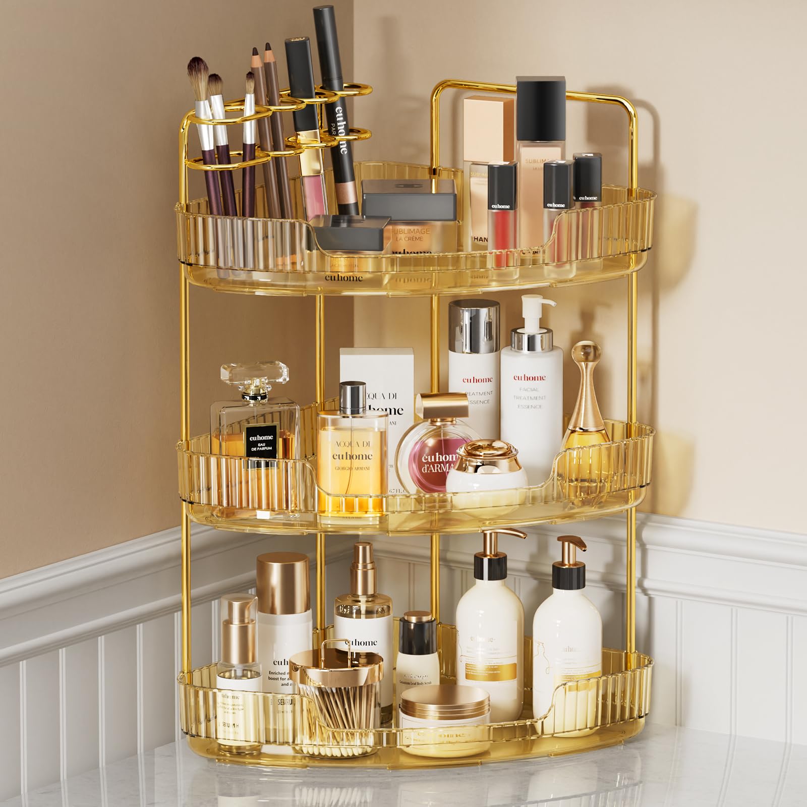 Amazon.com: EUHOME 3-Tier Corner Bathroom Counter Organizer Makeup ...