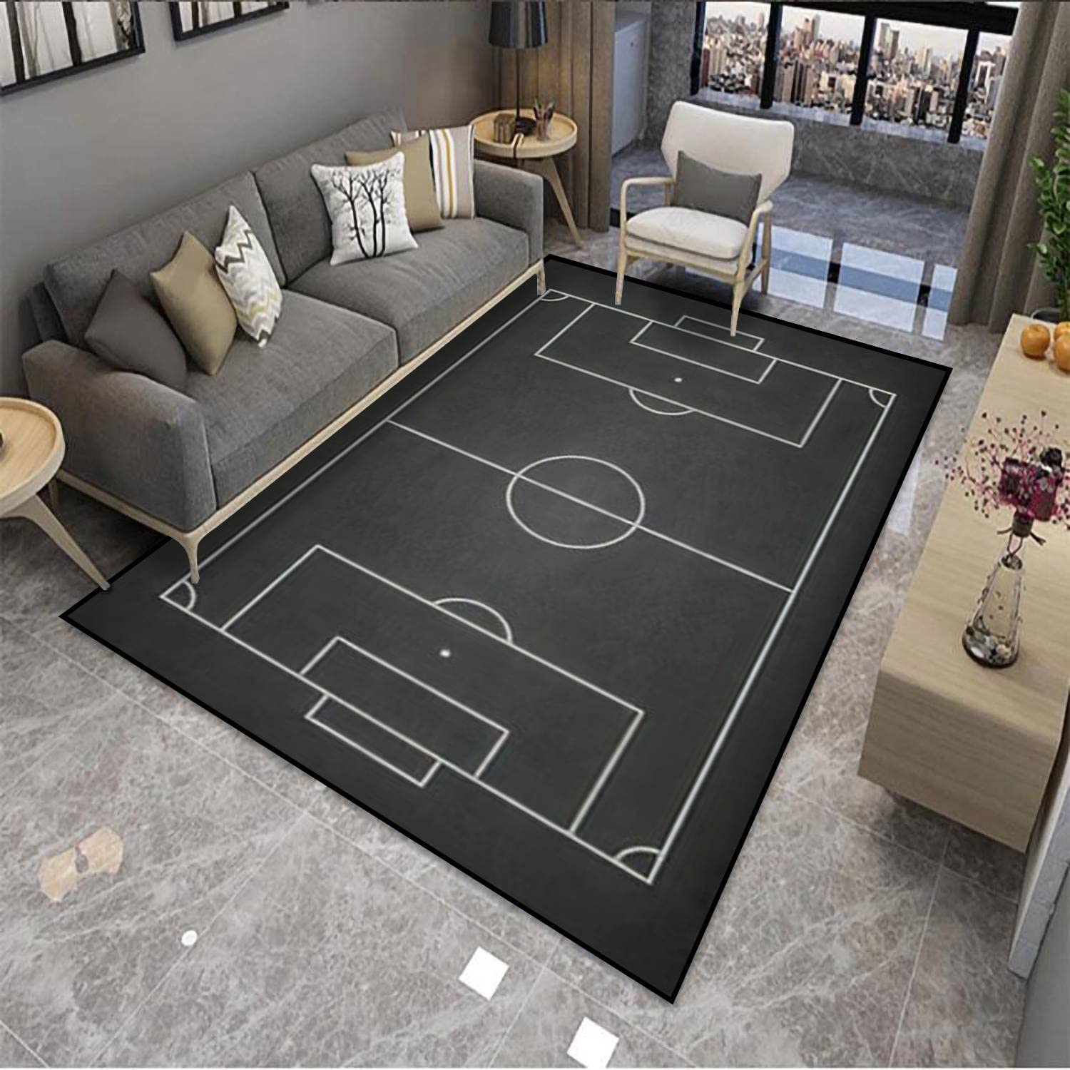 CAWIADFWJO Area Rug Soccer Field chalked Blackboard Football Stadium ...