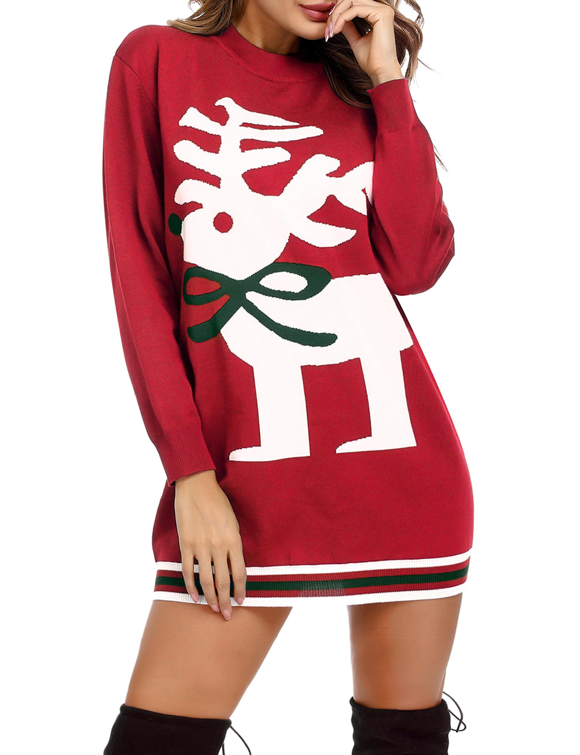 Nieery Womens Christmas Jumpers, Loose Fit Knitted Long Christmas ...