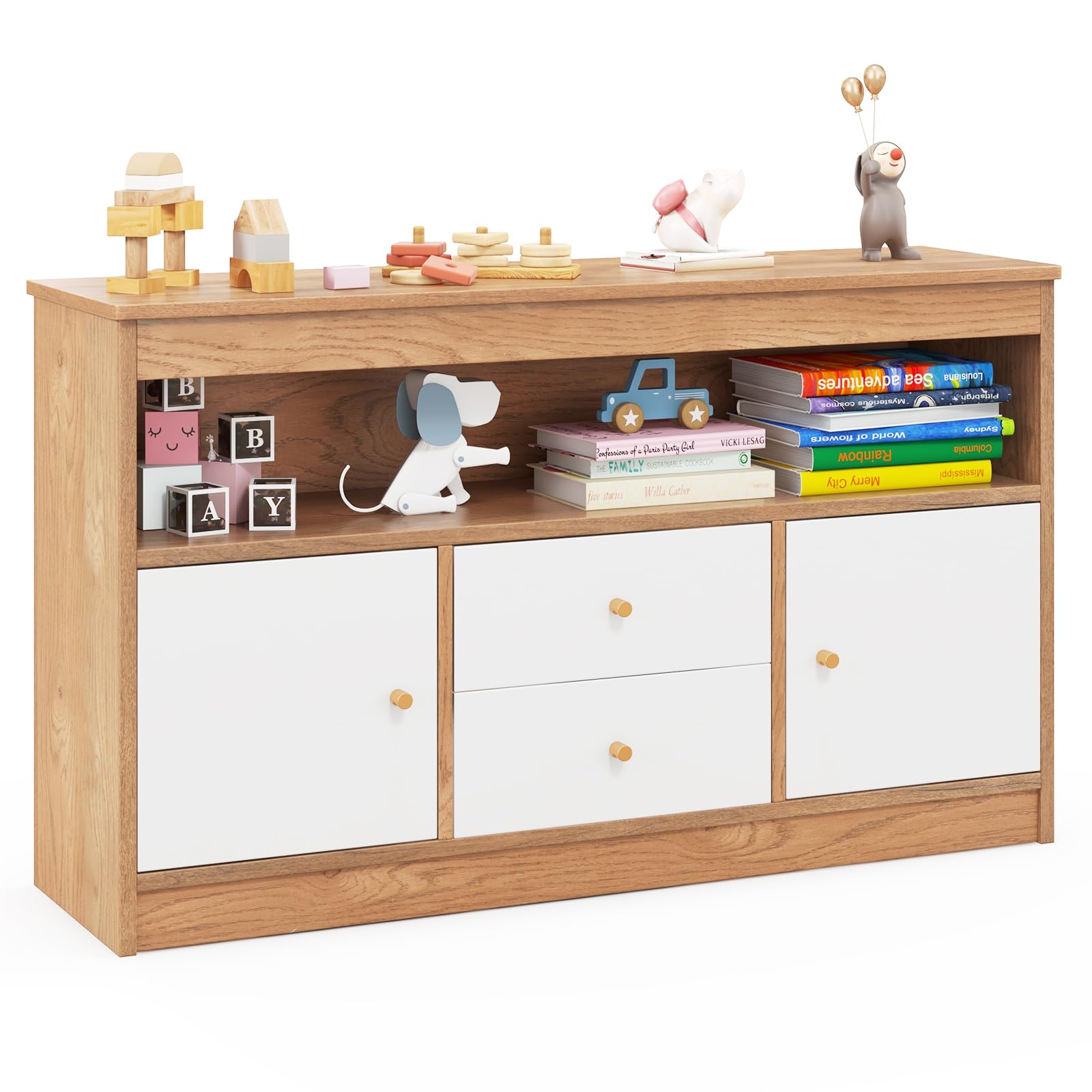 Amazon.com: HONEY JOY Kids Toy Storage Organizer, Wooden Floor Storage ...