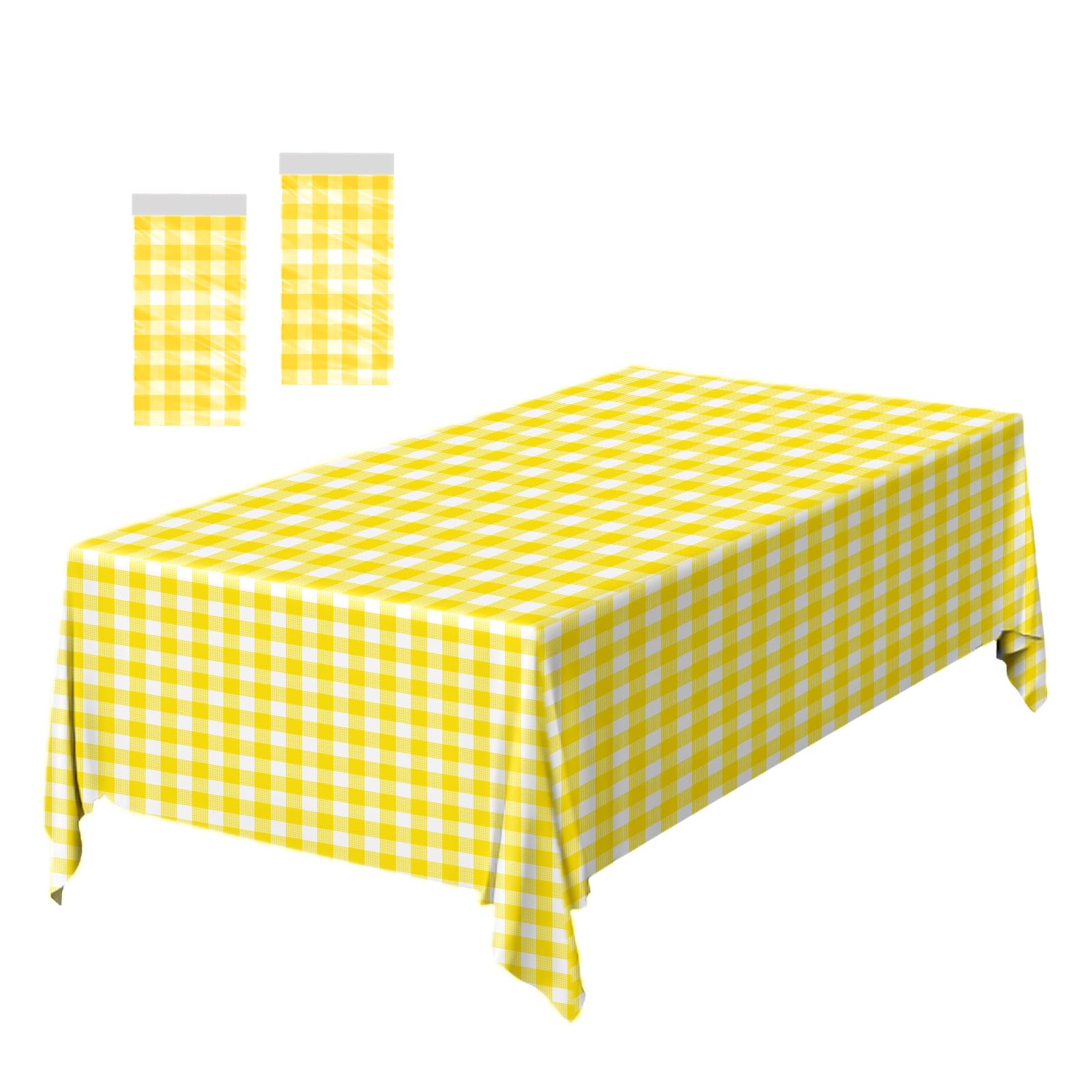 Amazon.com: FALIZIFU 2 Pack Yellow Gingham Tablecloth 54 × 108 Inch ...