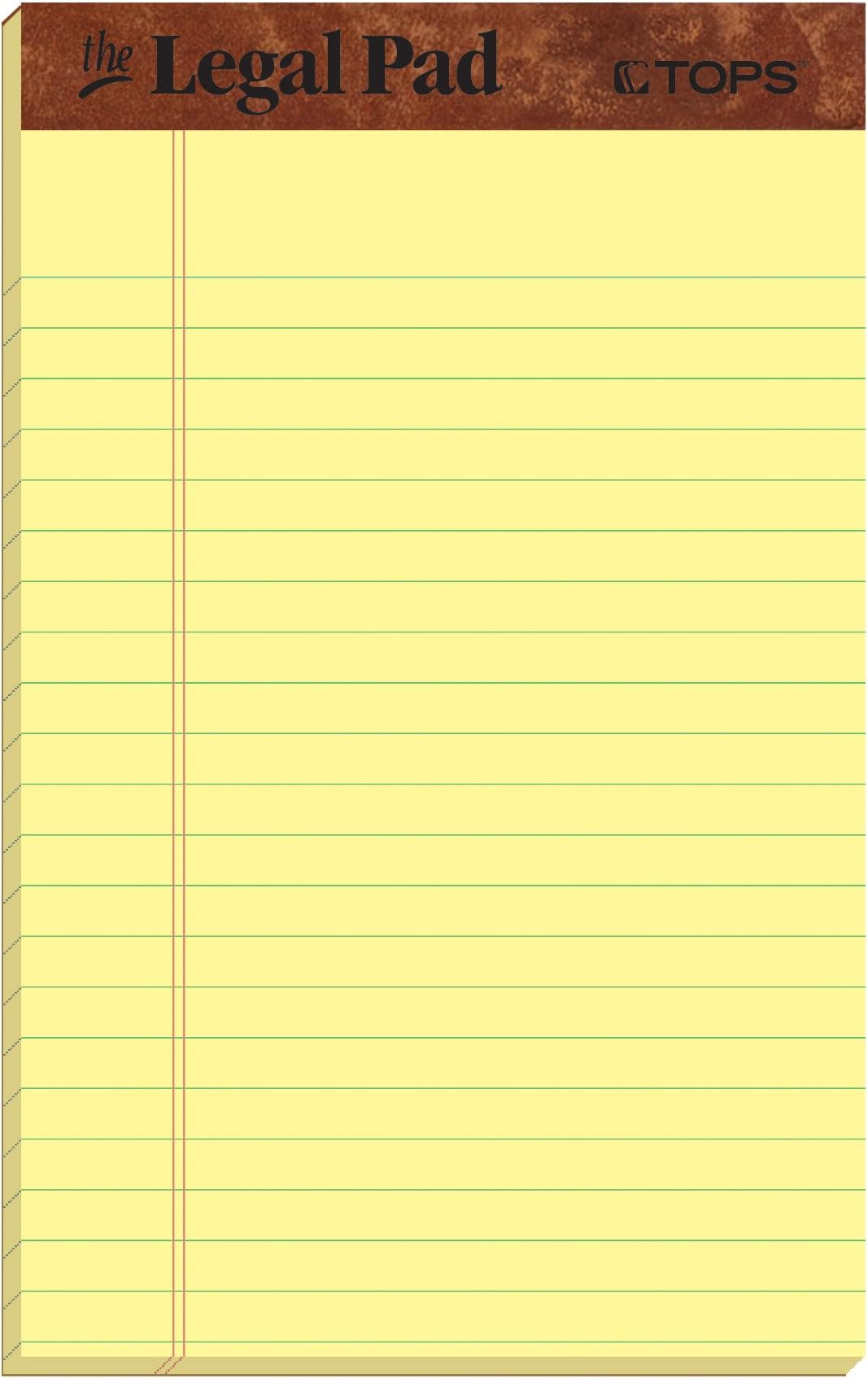 Amazon.com : TOPS The Legal Pad Writing Pads, 5" x 8", Jr. Legal Rule ...