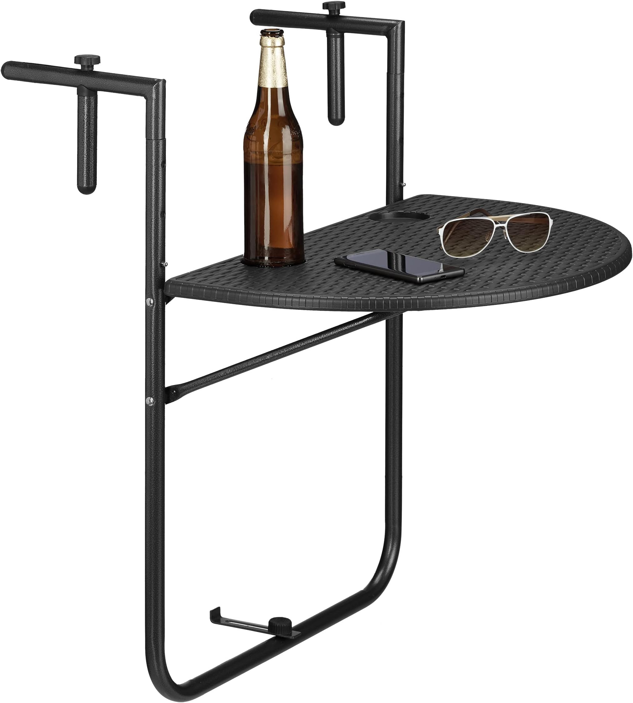 Relaxdays BASTIAN Attachable Balcony Table, 60 x 40 cm, 3 Levels ...