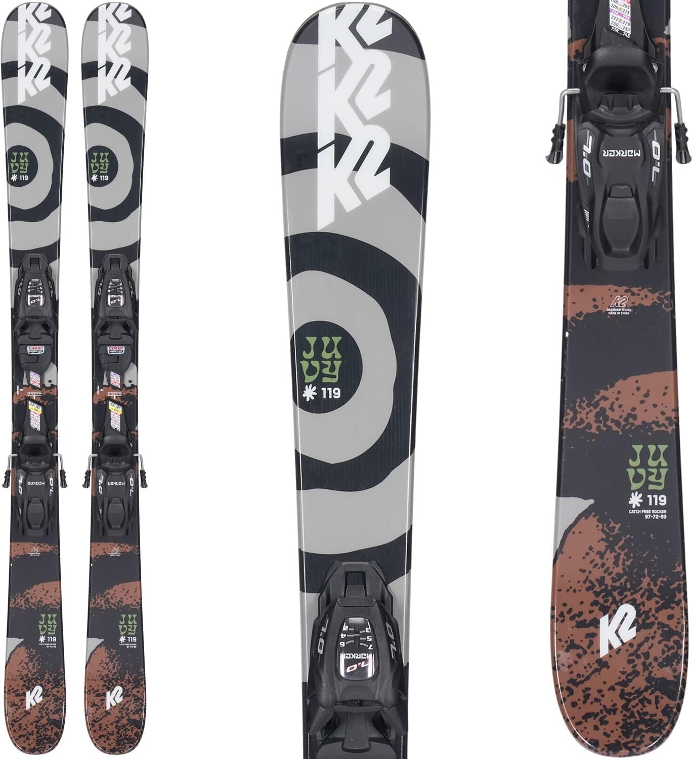 Amazon.com : K2 Juvy Kids Skis 109 W/FDT Jr. 4.5 Bindings : Sports ...
