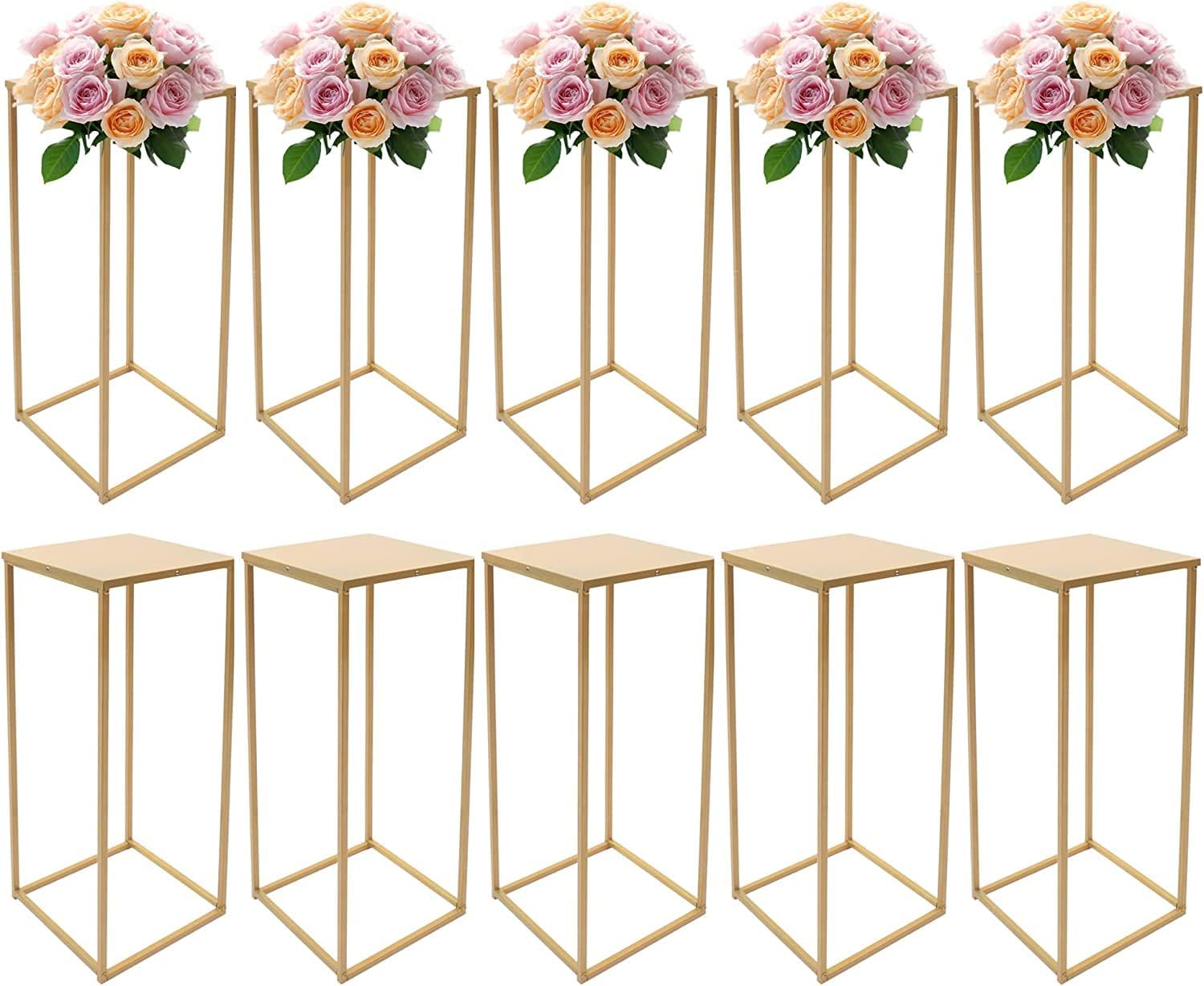 Amazon.com: YONYIDEA Wedding Flower Stand Sets Metal Vases Column Stand ...