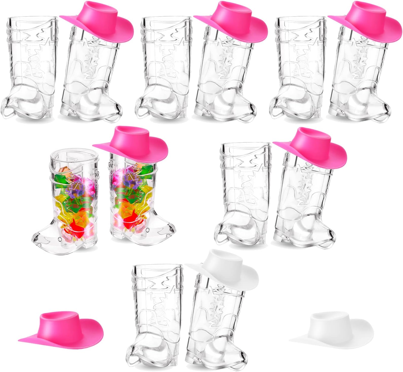 Amazon.com | Tanlade 24 Pcs Mini Shot Glasses Set Pink Cowgirl Hat ...