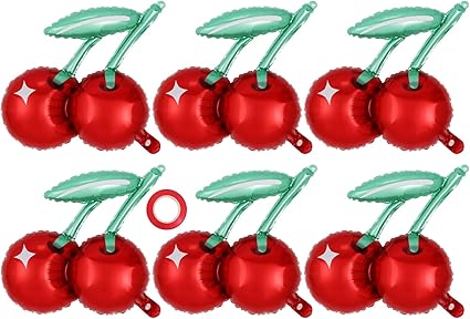 Amazon.com: 6 Pcs Cherry Balloons, 20 Inch Cute Cherry Foil Balloon ...
