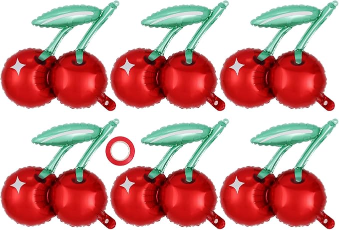 Amazon.com: 6 Pcs Cherry Balloons, 20 Inch Cute Cherry Foil Balloon ...