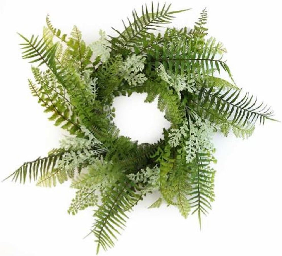 Amazon.com: Multi-Fern Outdoor Wreath on Round Grassy Form 16" : Home ...