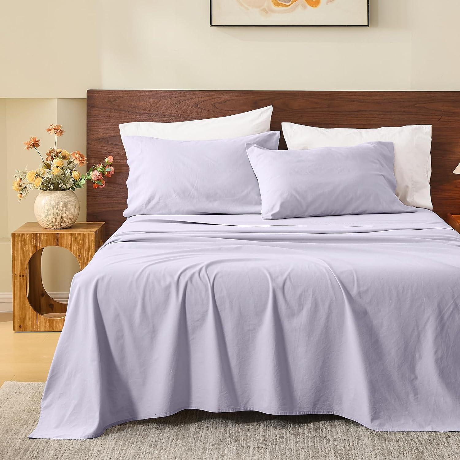 Amazon.com: MEISHANG 100% French Pure Linen Sheets California King ...