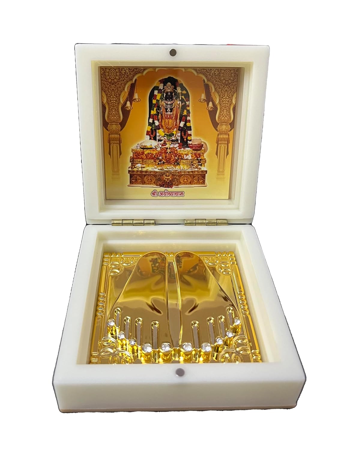 Awadh Gold Plated Ram Darbar Charan Paduka Pooja Box | Devotional ...