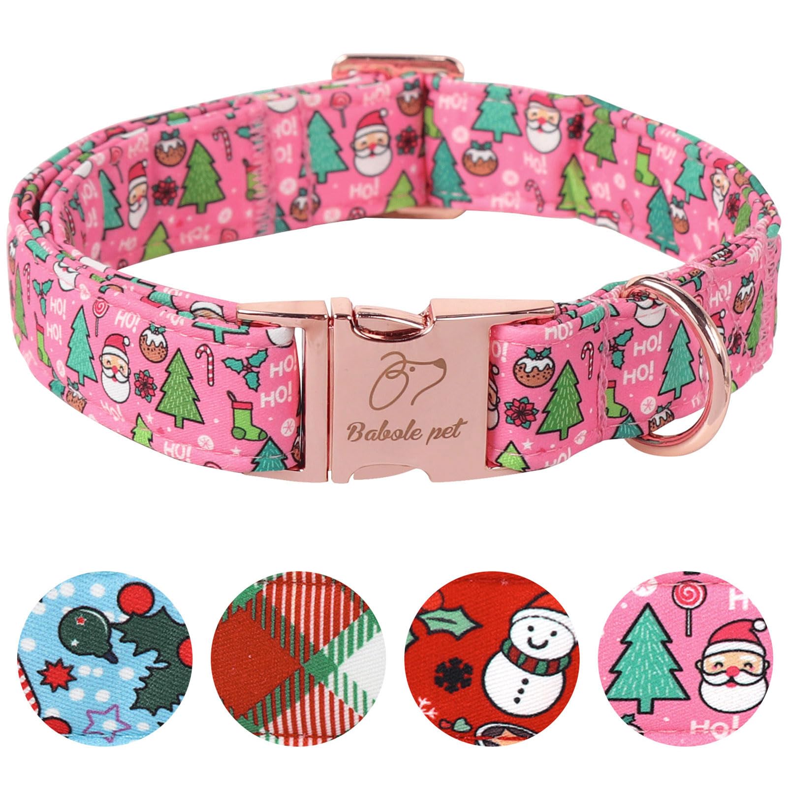 Amazon.com : Babole Pet Christmas Dog Collar for Medium Dogs - Design Cute Winter Festival ...