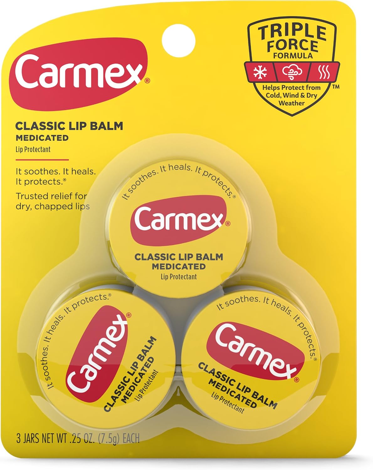 Amazon.com: Carmex Medicated Lip Balm Jars, Lip Protectant - Pack of 3 ...