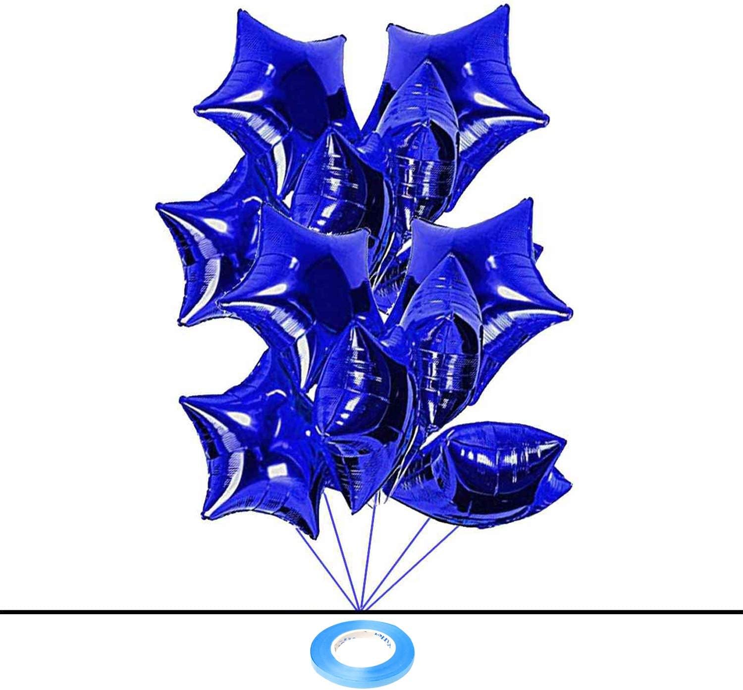 Buy AMFIN® (Pack of 10) 18 Inch Blue Star Shaped foil Balloon With ...