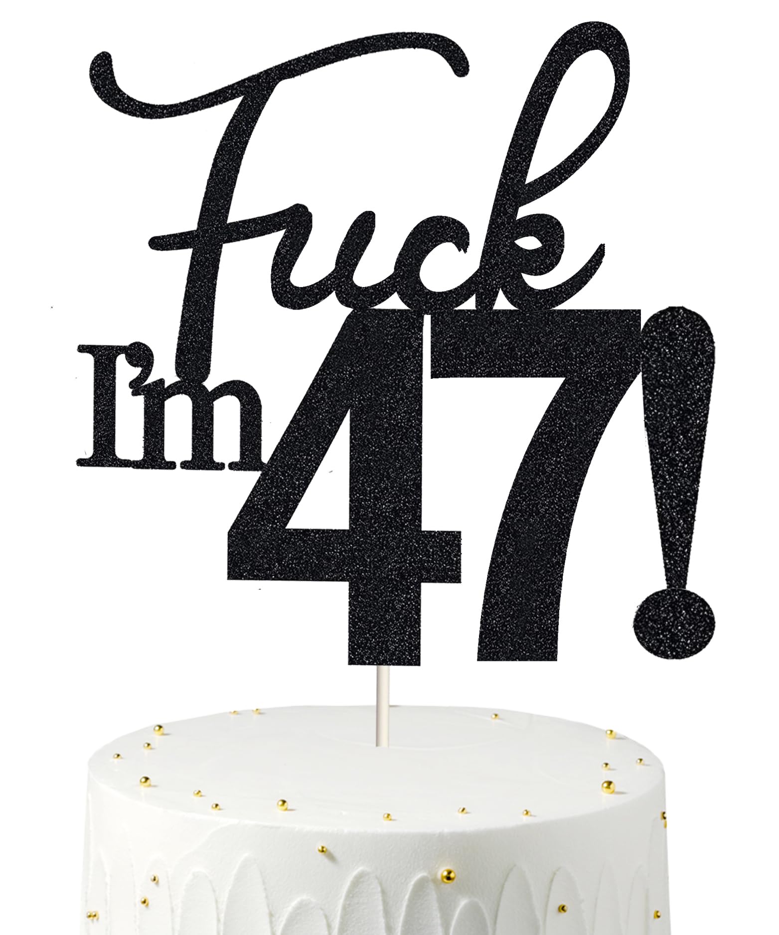 Amazon.com: 47 Cake Toppers, 47 Birthday Cake Toppers-Black Glitter ...