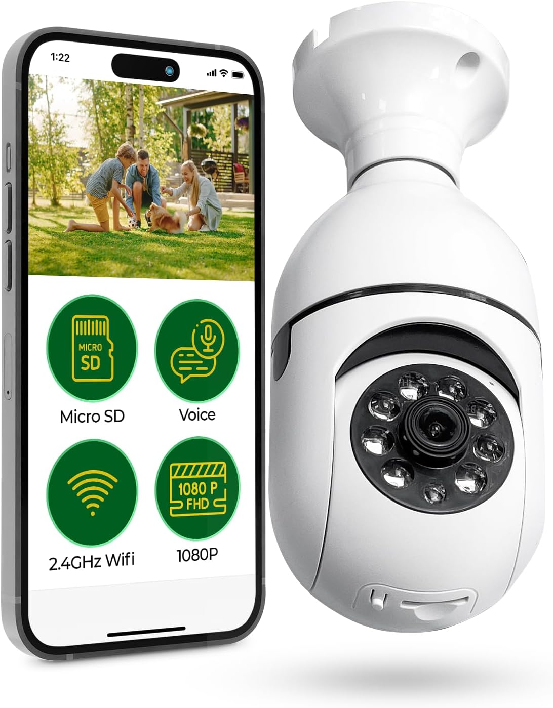Amazon.com : STARSCOPE Sentinel Camera Bulb - 360 HD Video Night Vision ...