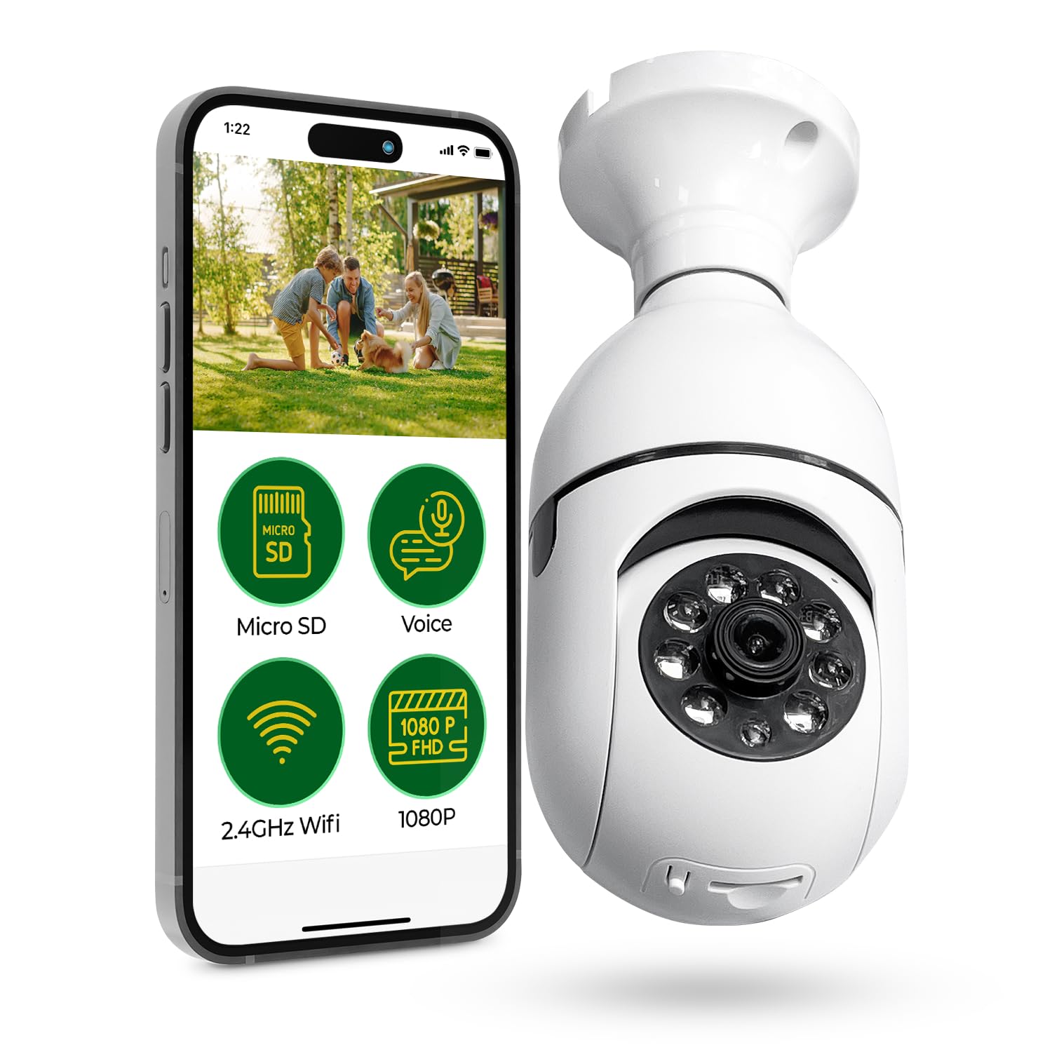 Amazon.com : STARSCOPE Sentinel Camera Bulb - 360 HD Video Night Vision ...