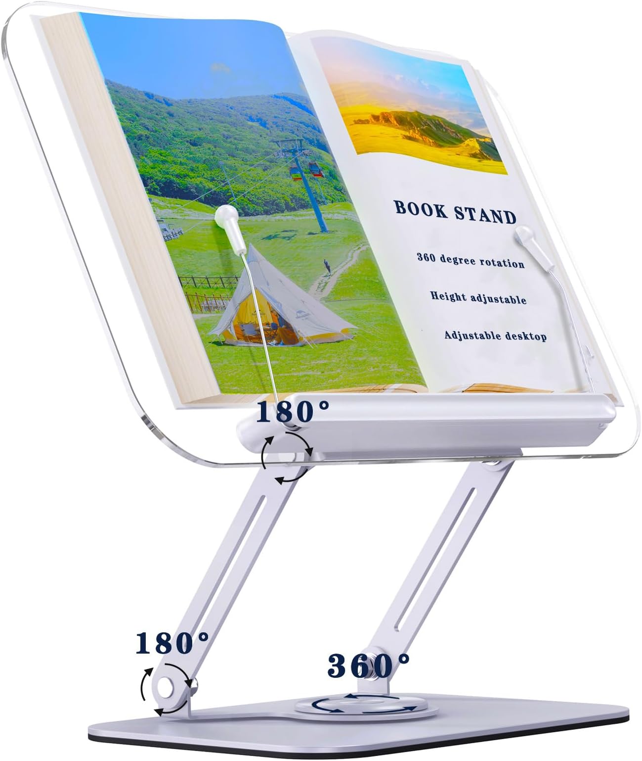 Amazon.com : Acrylic Book Stand with 360° Rotating Body, Foldable Book ...