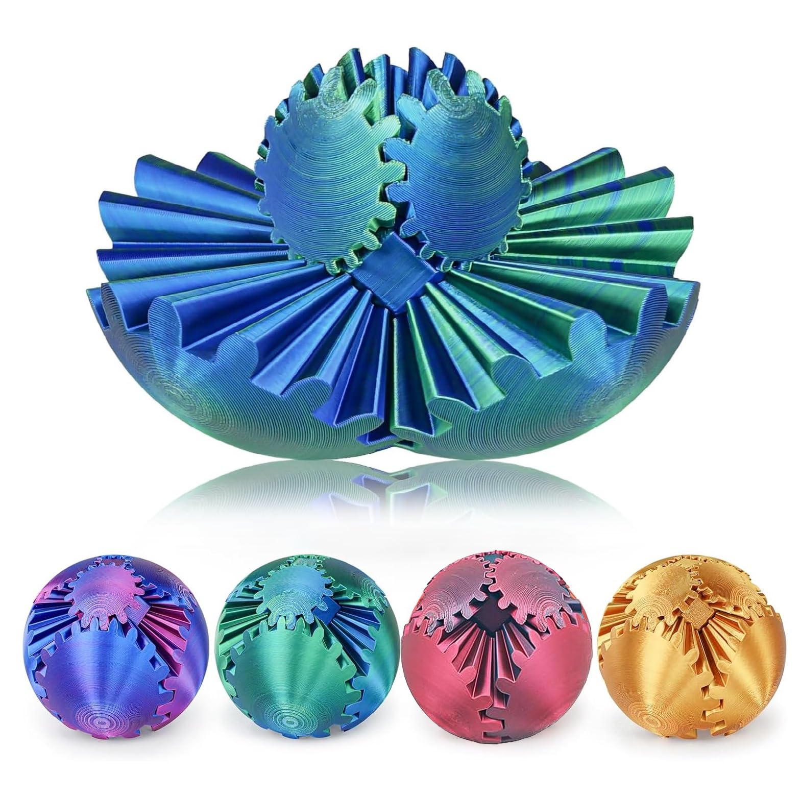 Amazon.com: Gear Ball 3D Printed Spin Ball or Cube Fidget Toy,Gear ...