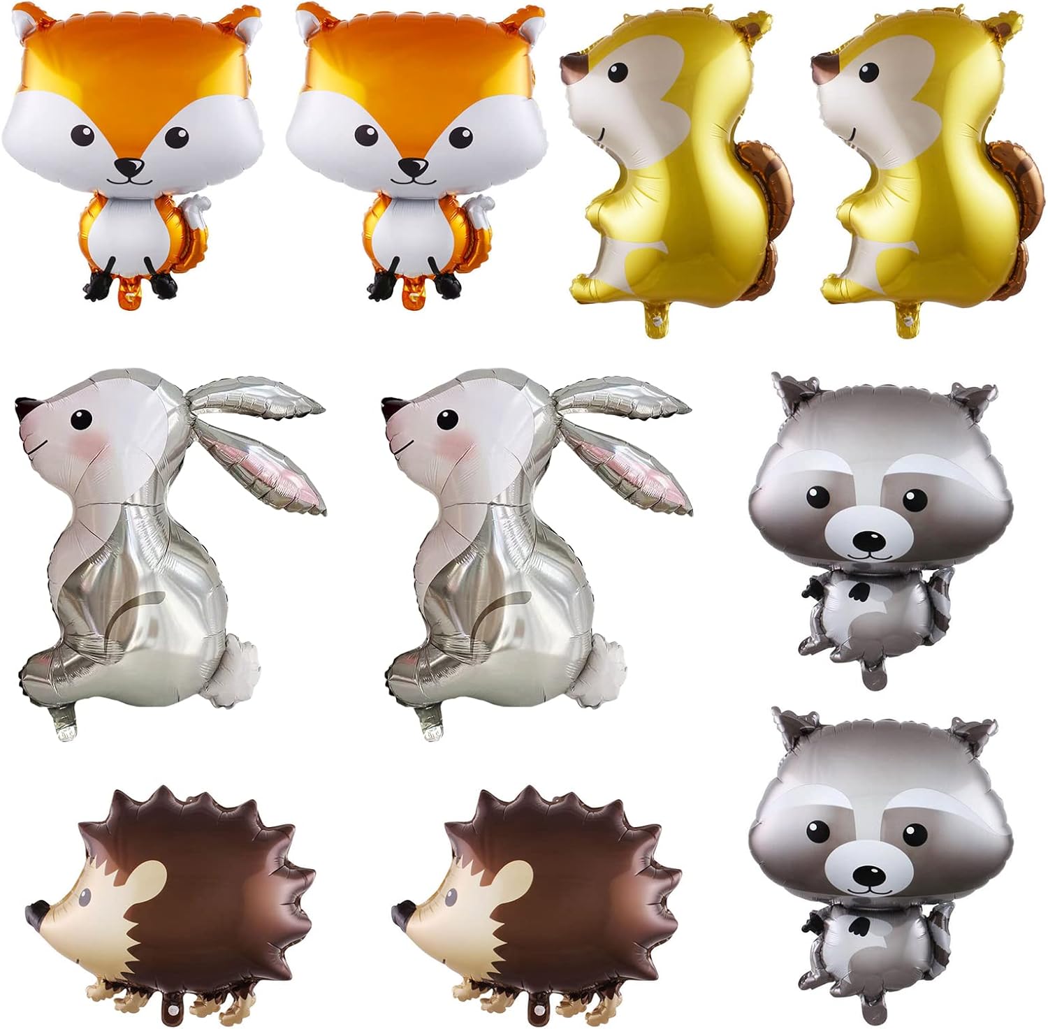 Amazon.com: 10 Pcs Woodland Animal Foil Balloons Fox Hedgehog Squirrel ...