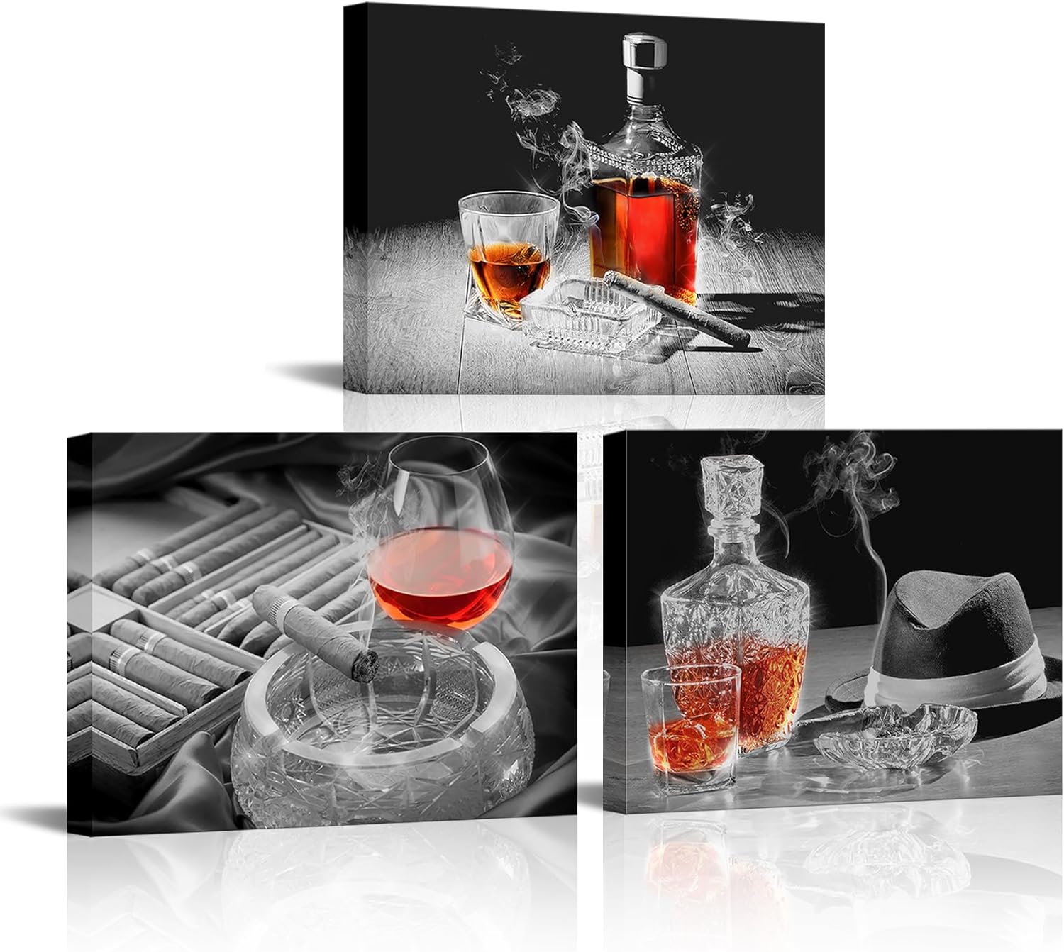 Amazon.com: Whiskey Barrel Wall Art - Beer Canvas Framed Home Bar Decor ...