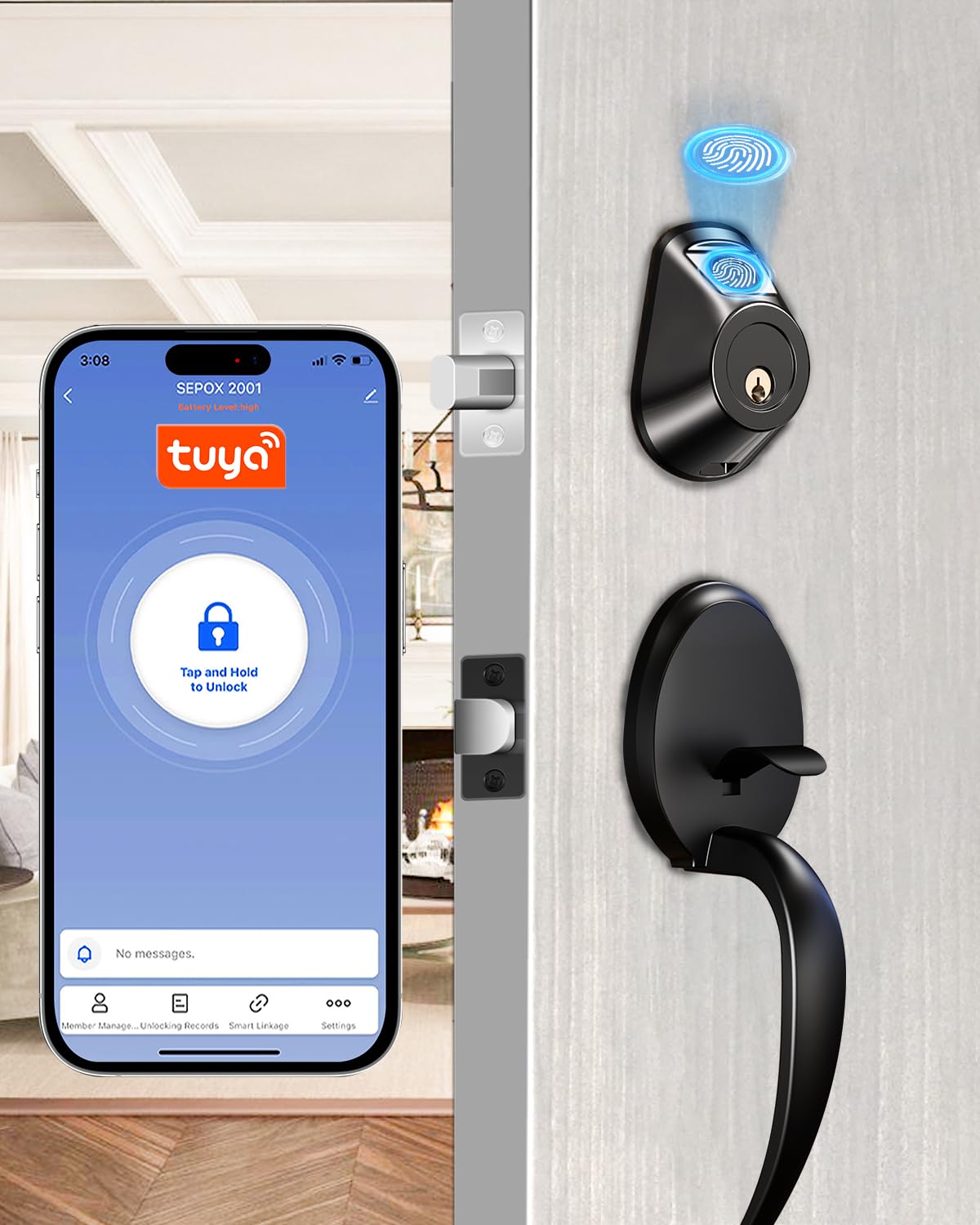 Amazon.com: SEPOX® 5in1 Keyless Smart Lock with Handle Set, Fingerprint ...