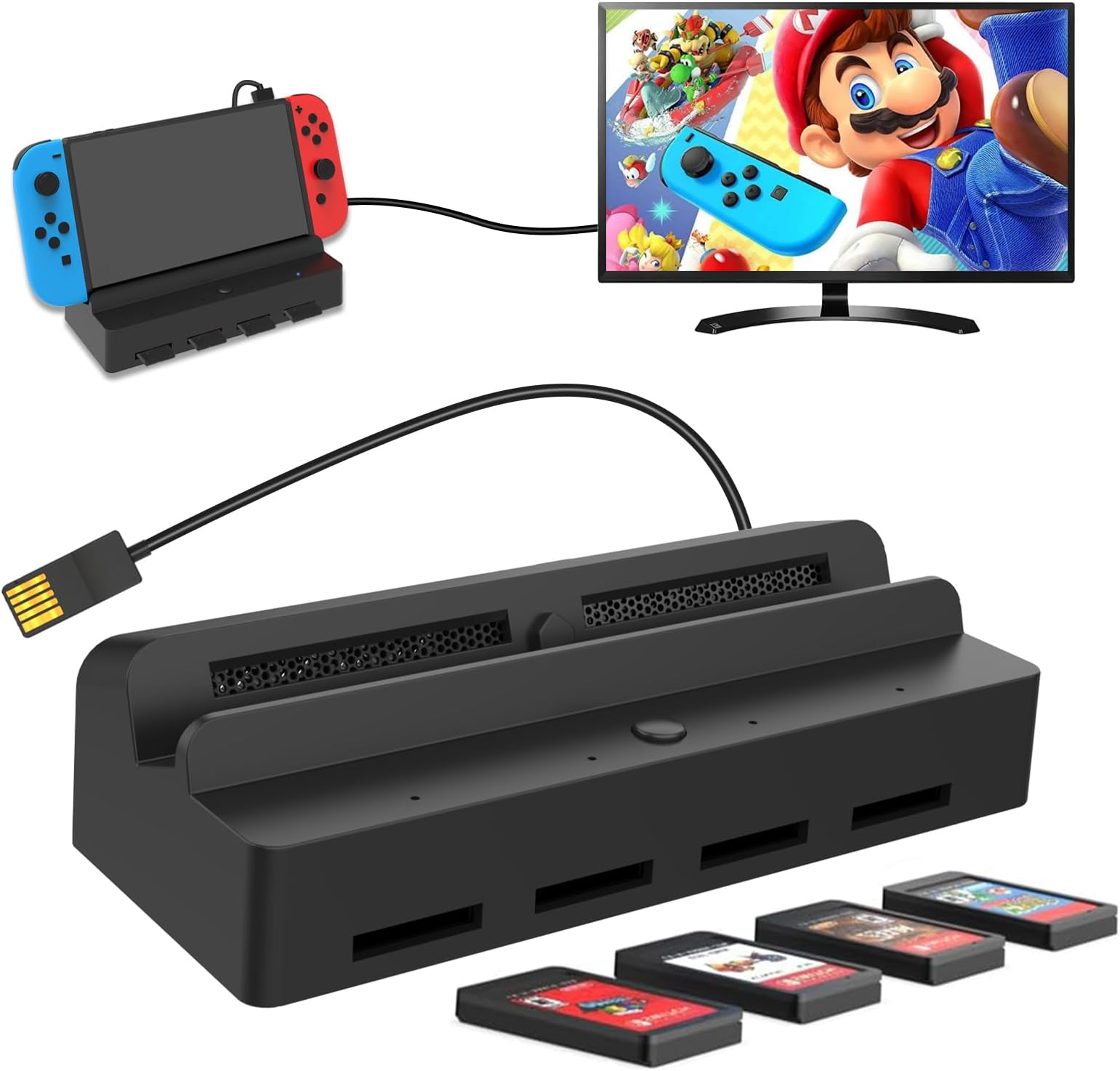 Amazon.com: Tendak Switch Dock for Nintendo Switch/Switch OLED, Switch Docking Station with Game ...