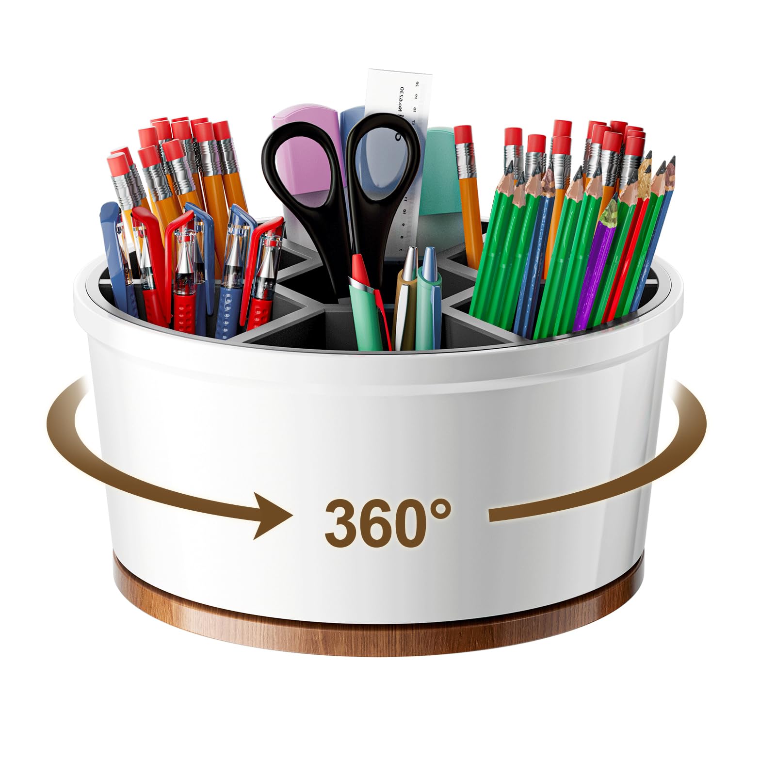 Amazon.com : Hitseon Desk Organizer, 360° Rotating Pen Holder For Desk ...