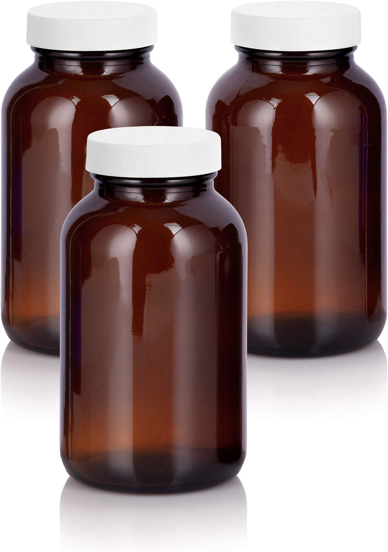 Amazon.com: JUVITUS Amber 8 oz Glass Packer Bottle with Black Ribbed ...