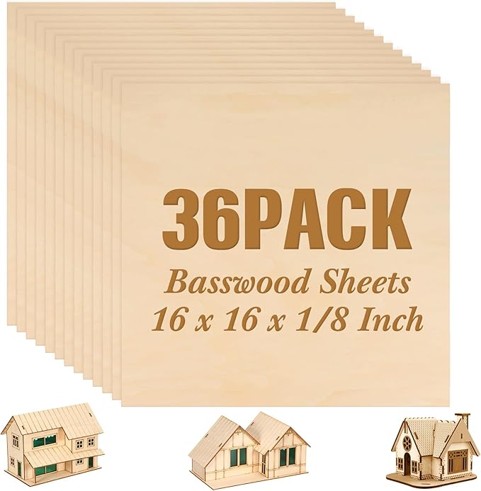 Amazon.com: Riakrum Basswood Sheets Plywood Board Unfinished Wood ...