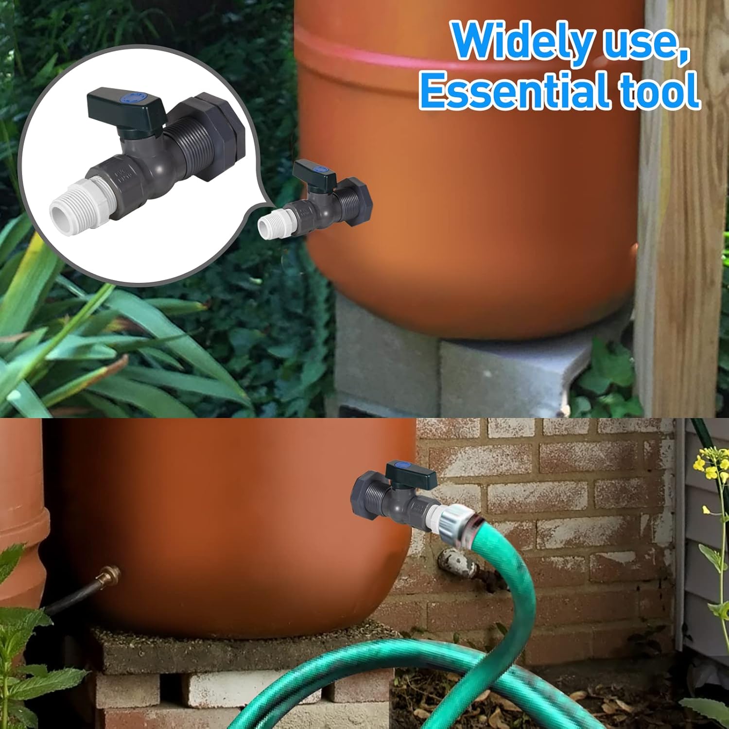 Suswillhit PVC Rain Barrel Spigot Diverter Kit for Water Tanks ...