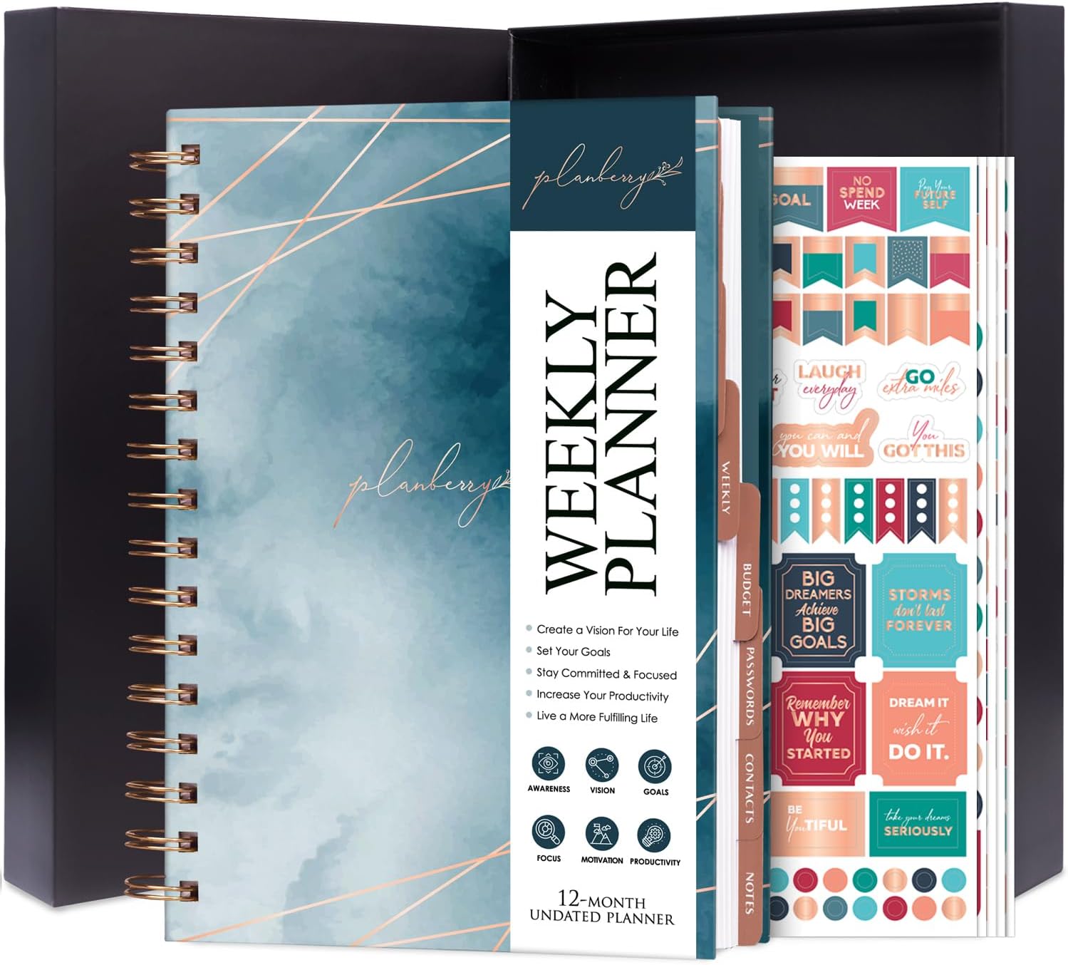 Amazon.com : PLANBERRY Weekly Planner Premium – Undated Life Organizer ...