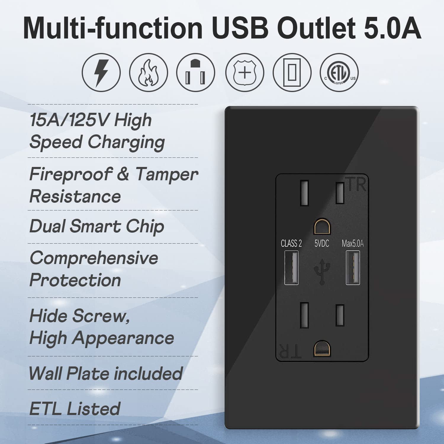 Snapklik.com : AllEasy USB Outlet 50A, Duplex 15A Tamper Resistant ...