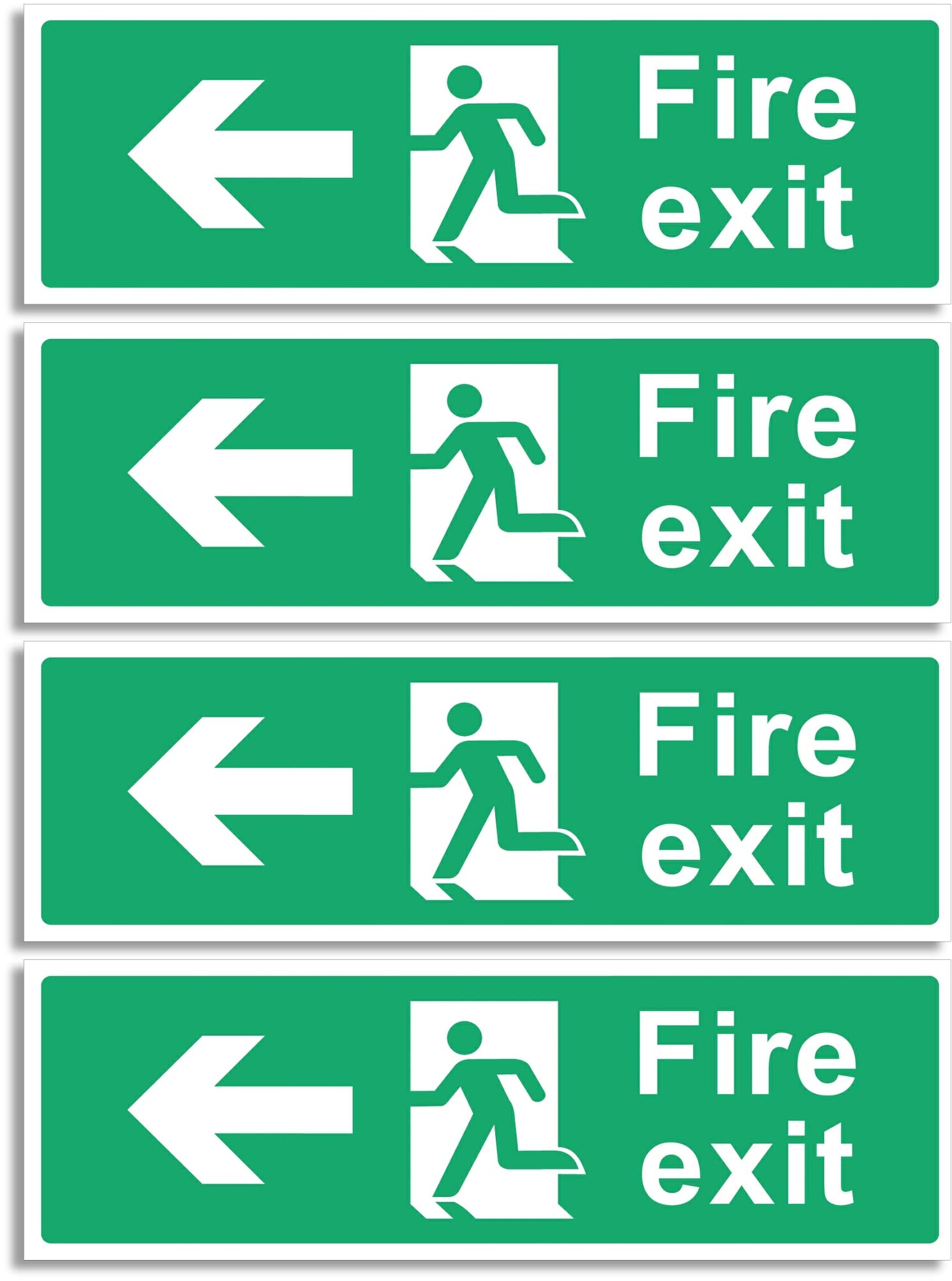 RubiGo 1/2/4/6 Pack of Fire Exit Sign (Left Arrow) Fire Signs Self ...