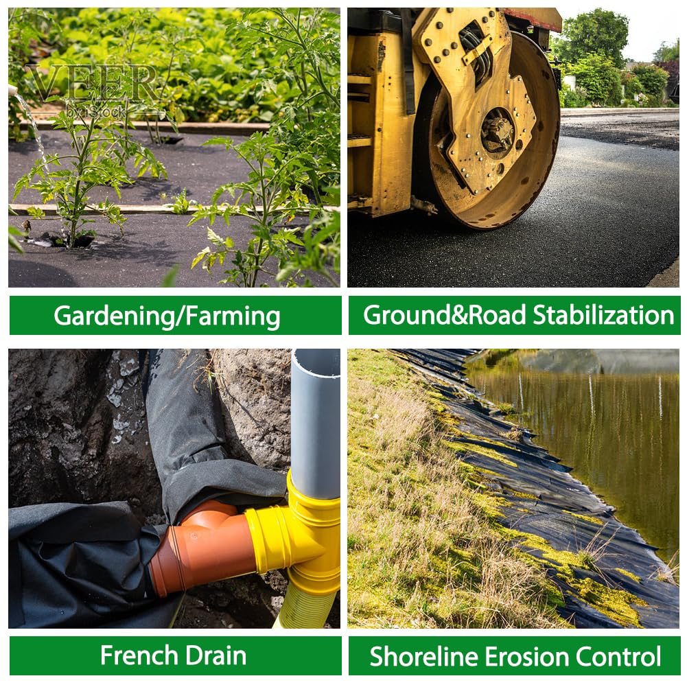 6FT*100FT 7 oz Non Woven Geotextile Landscape Fabric, PP Drainage 350N ...