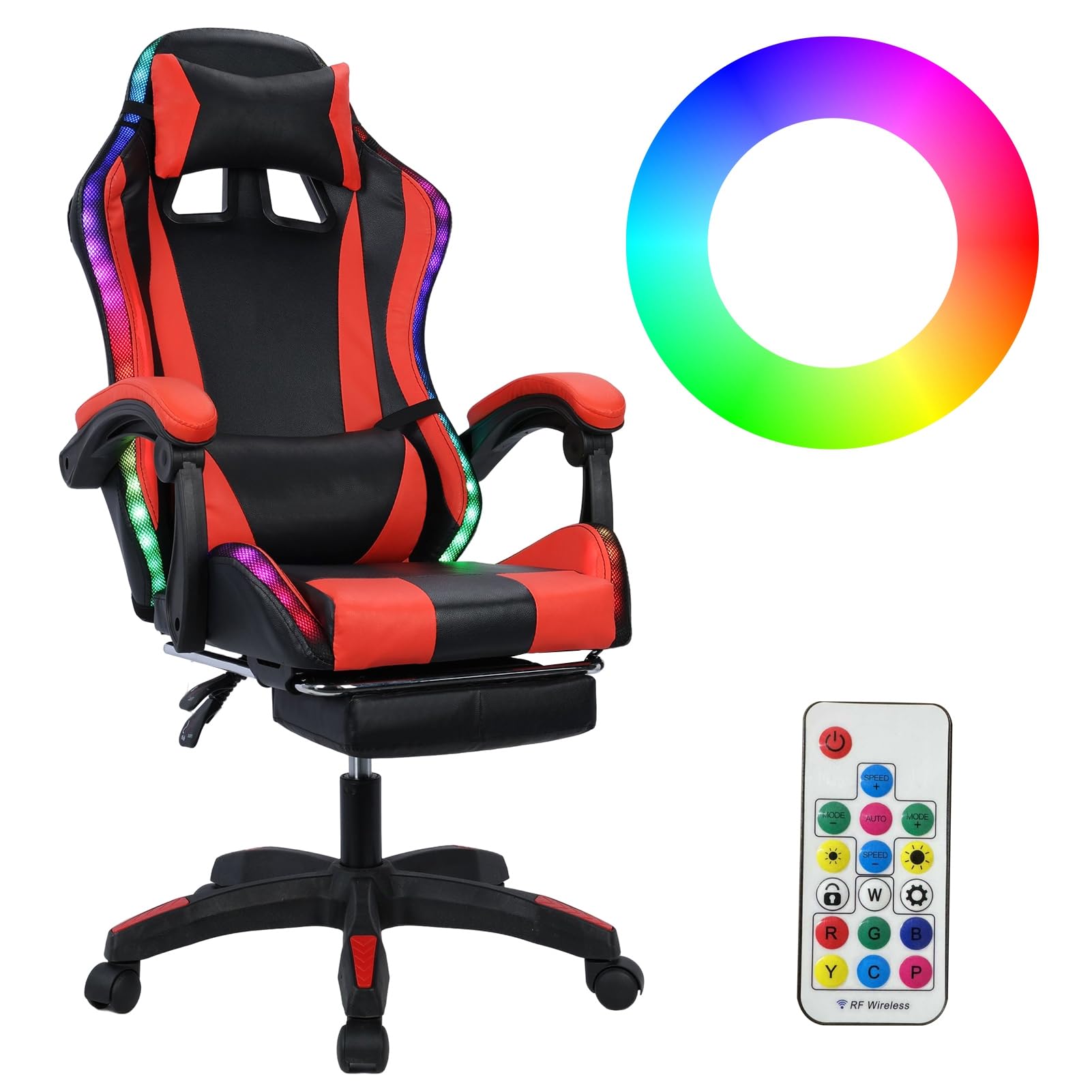 Amazon.com: Gaming Chair with Bluetooth Speakers and RGB LED Lights ...
