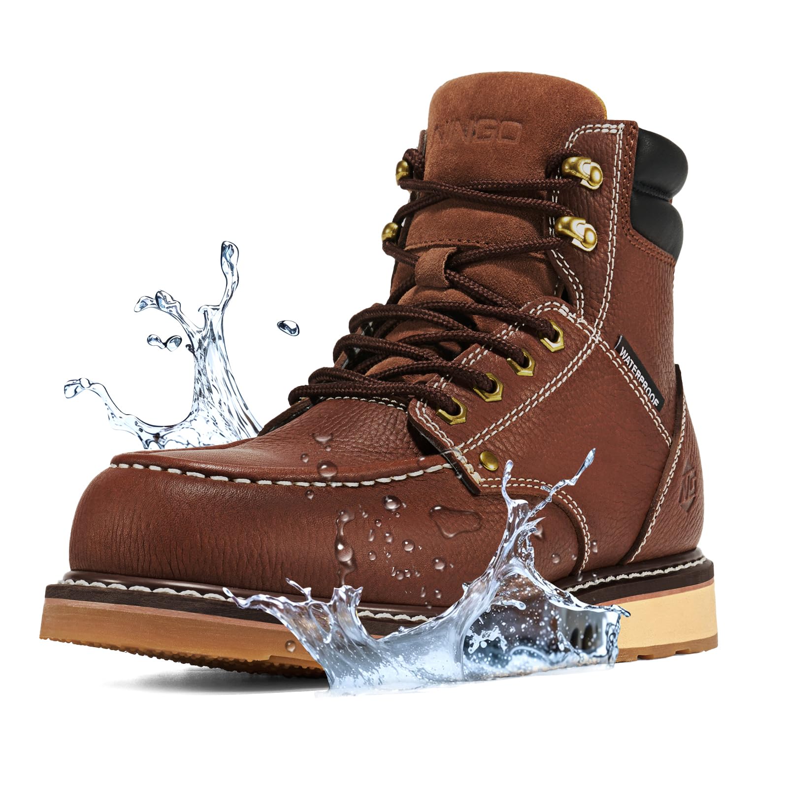 Snapklik.com : NINGO Mens Soft Toe Work Boots, 6 Inch Waterproof Wedge ...
