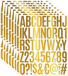 Amazon.com: 8 Sheets Letter Number Stickers, 2 Inch Vinyl Alphabet ...