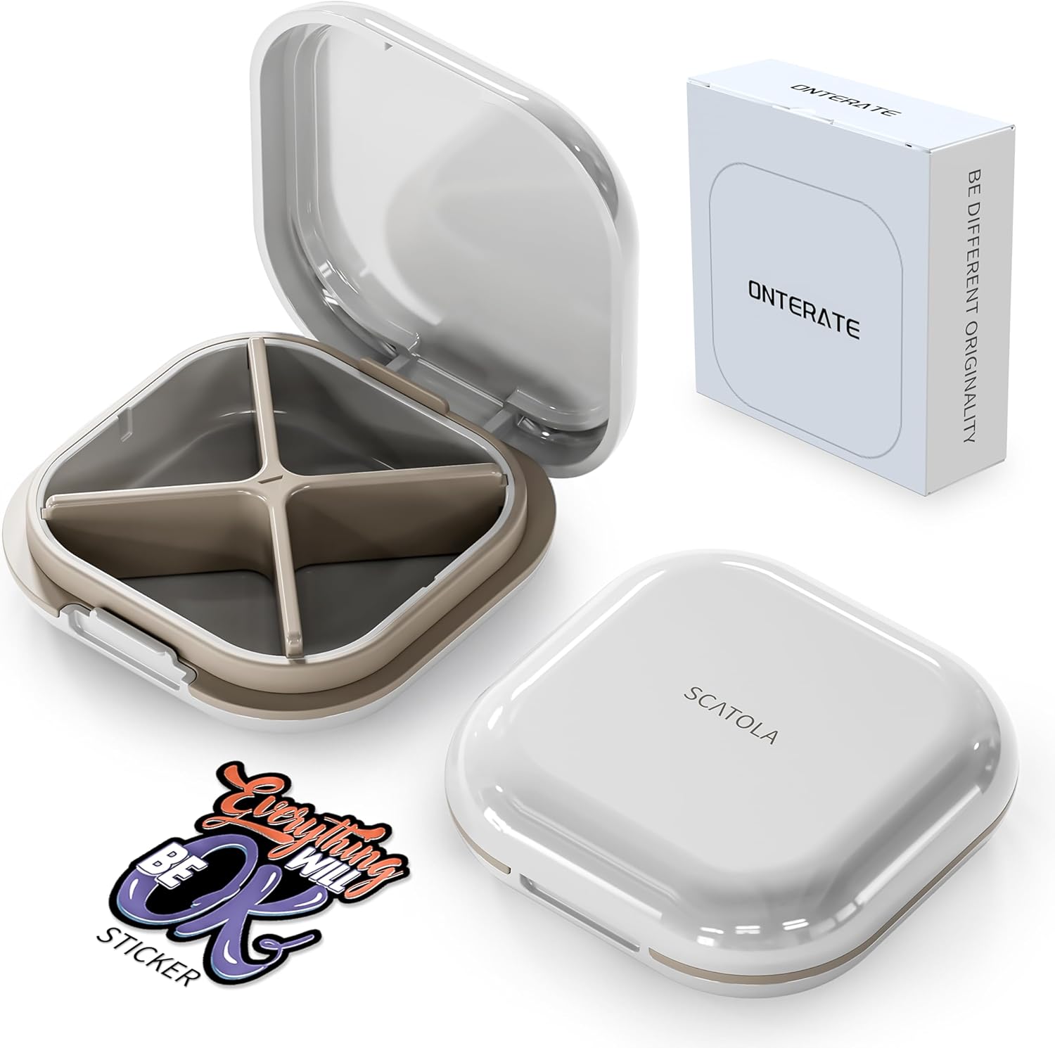 ONTERATE Small Pill Organiser, Travel Pill Box, Portable Pill Case ...