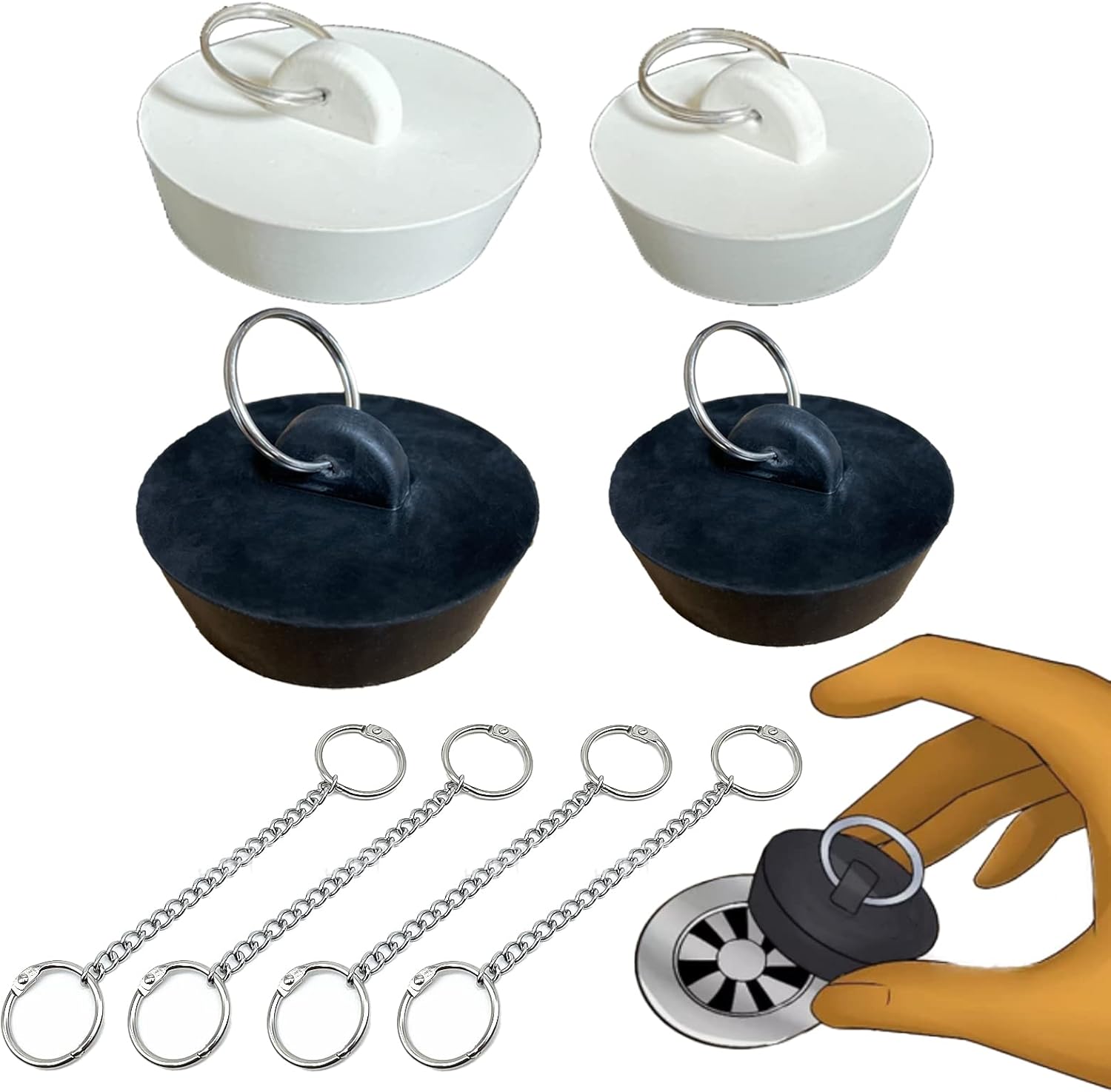 BDSHUNBF 4 Stück Abflussstopfen Set, Stöpsel für Spülbecken ...