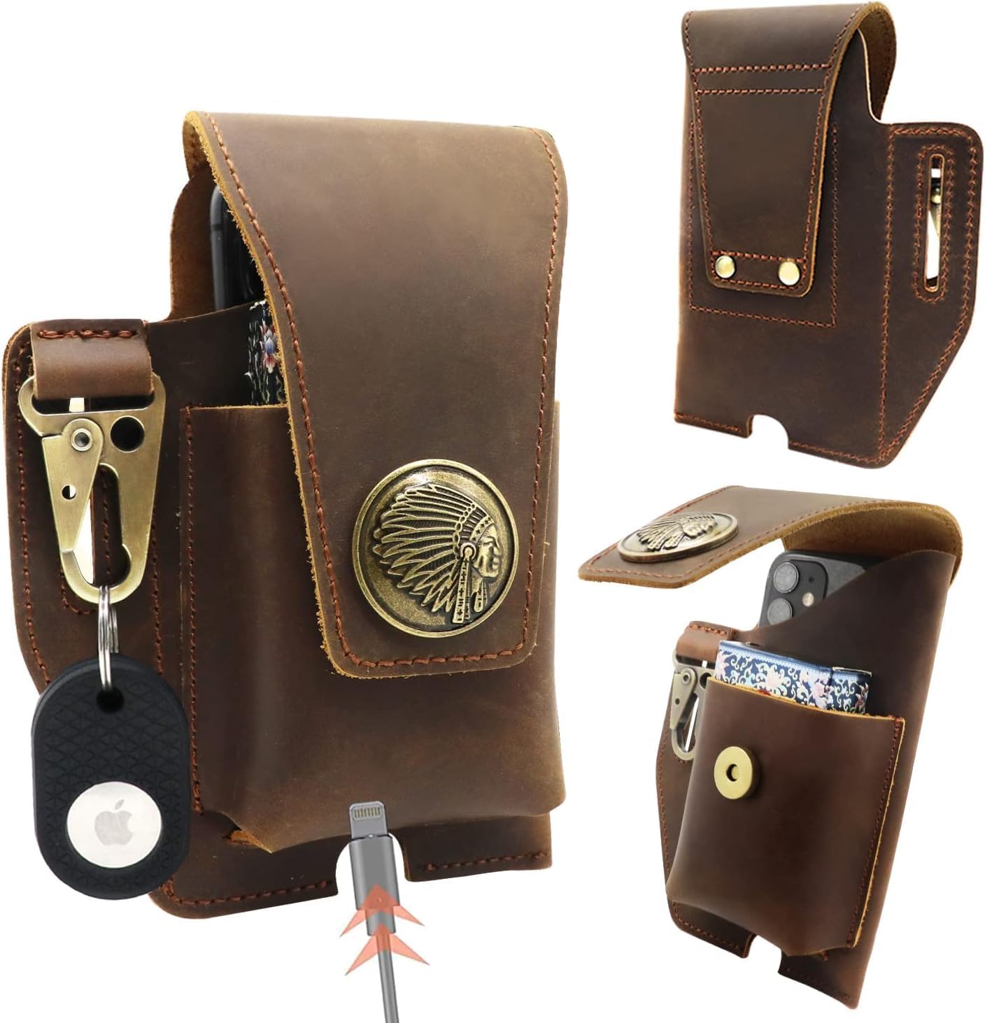 Amazon.com: SUOHU Leather Phone Holster with Belt Clip, Flip Belt Phone ...
