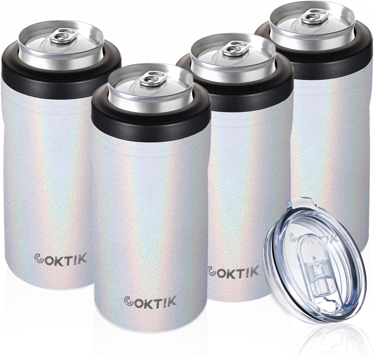 Amazon.com: COKTIK 5 in 1 Insulated Can Cooler, 4 Pack Double Wall Slim ...