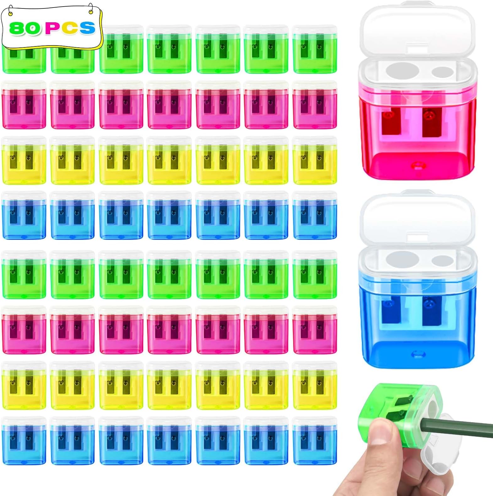 Amazon.com : 80 Pack Pencil Sharpener Bulk, Manual Pencil Sharpener ...